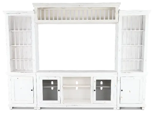Willow Distressed White 4 Piece Rustic Entertainment Center