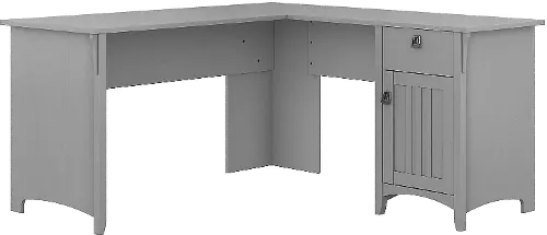 Bush furniture salinas 60w l shaped desk with hutch in cape cod gray store