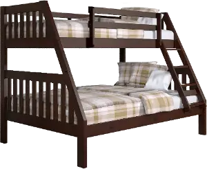 Classic Brown Twin over Full Bunk Bed Mission