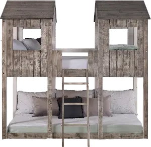 Rustic White Twin over Twin Bunk Bed Tower RC Willey