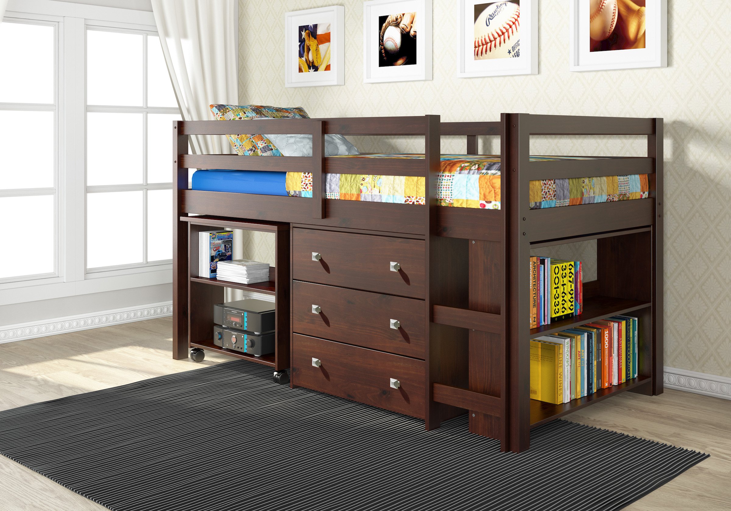 Dark wood loft bed store