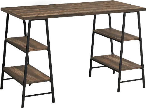 Industrial 48 Inch Brown Reclaimed Wood Computer Desk