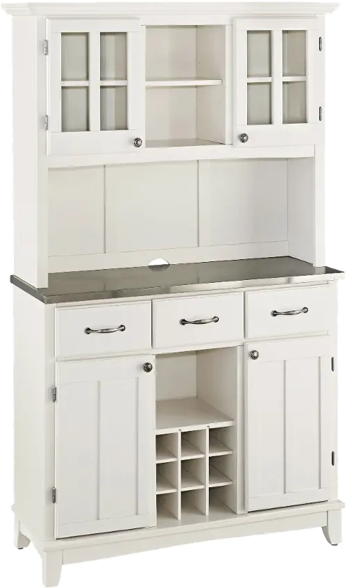 Homestyles Large Off White with Stainless Steel top Buffet with Hutch RC Willey