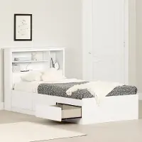 Vito White Twin Mates Bed with Bookcase Headboard South Shore RC Willey