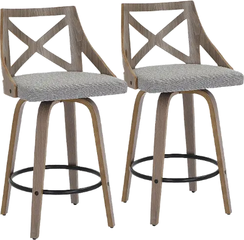 Charlotte Gray Light Gray Wood Counter Stool Set of 2