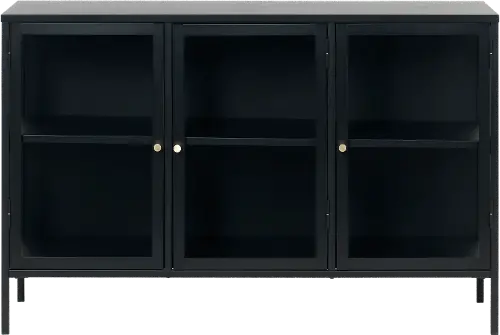 Carmel Black Metal Glass 3 Section Sideboard