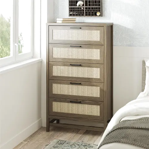 Lennon Brown Five Drawer Chest of Drawers
