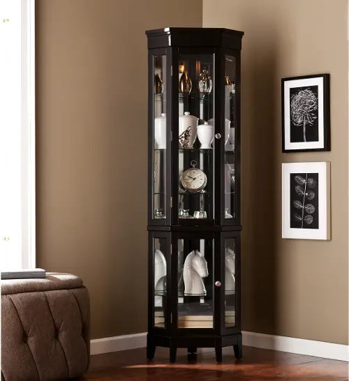 Essex Black Corner Curio Cabinet