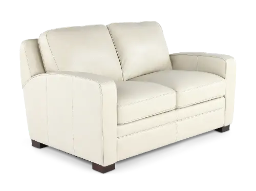Stallion Ivory White Leather Loveseat