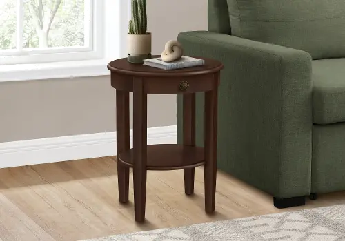 Espresso round accent table store