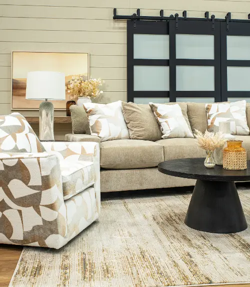 White and brown accent chair store
