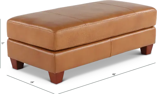Camel leather storage ottoman store